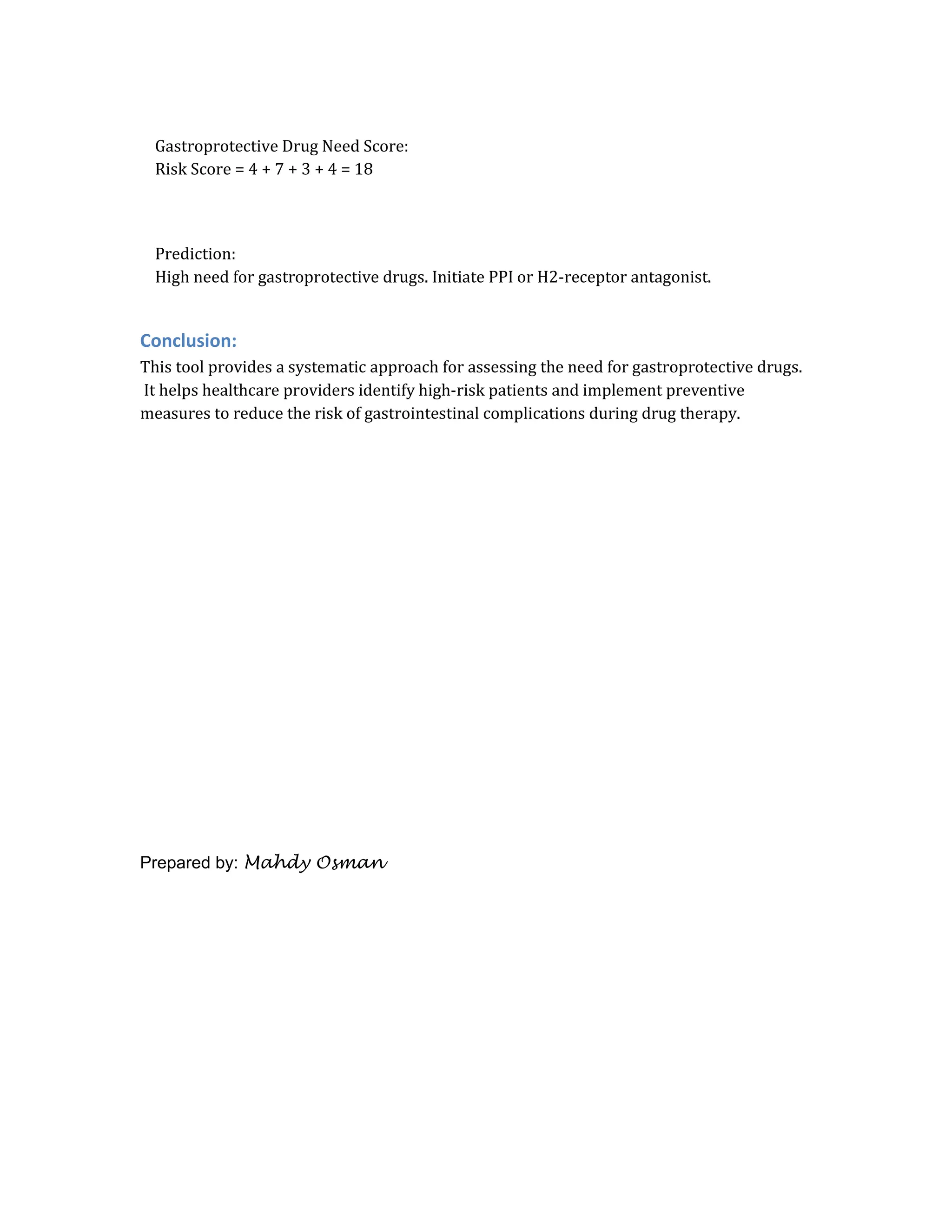 Gastroprotective Drug Need Assessment Tool | PDF