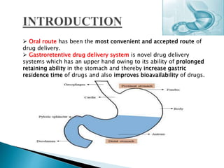 Gastroretentive Drug Delivery System -> by Mohit kumar | PPTX