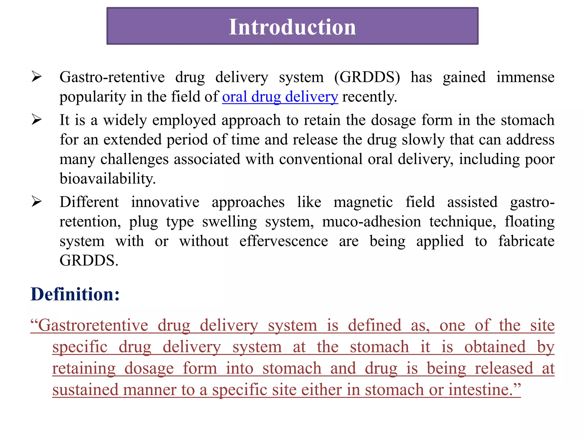 Gastroretentive drug delivery system by mali vv | PPTX