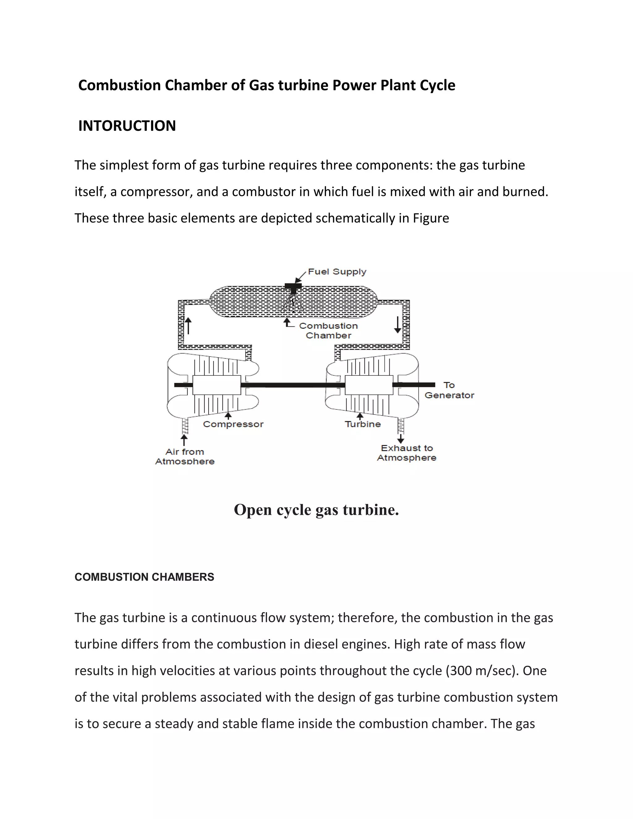 Combustion chamber of Gas turbine power plant cycle | PDF