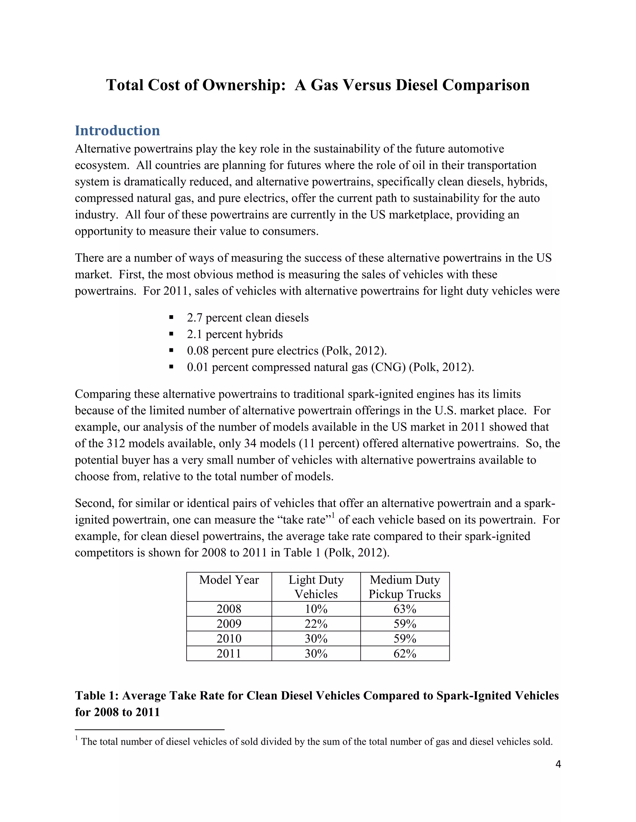 Total Cost of Ownership: A Gas vs. Diesel Comparison | PDF