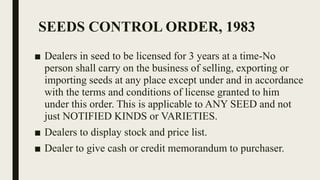 Seed Act and main features of seed act | PPTX