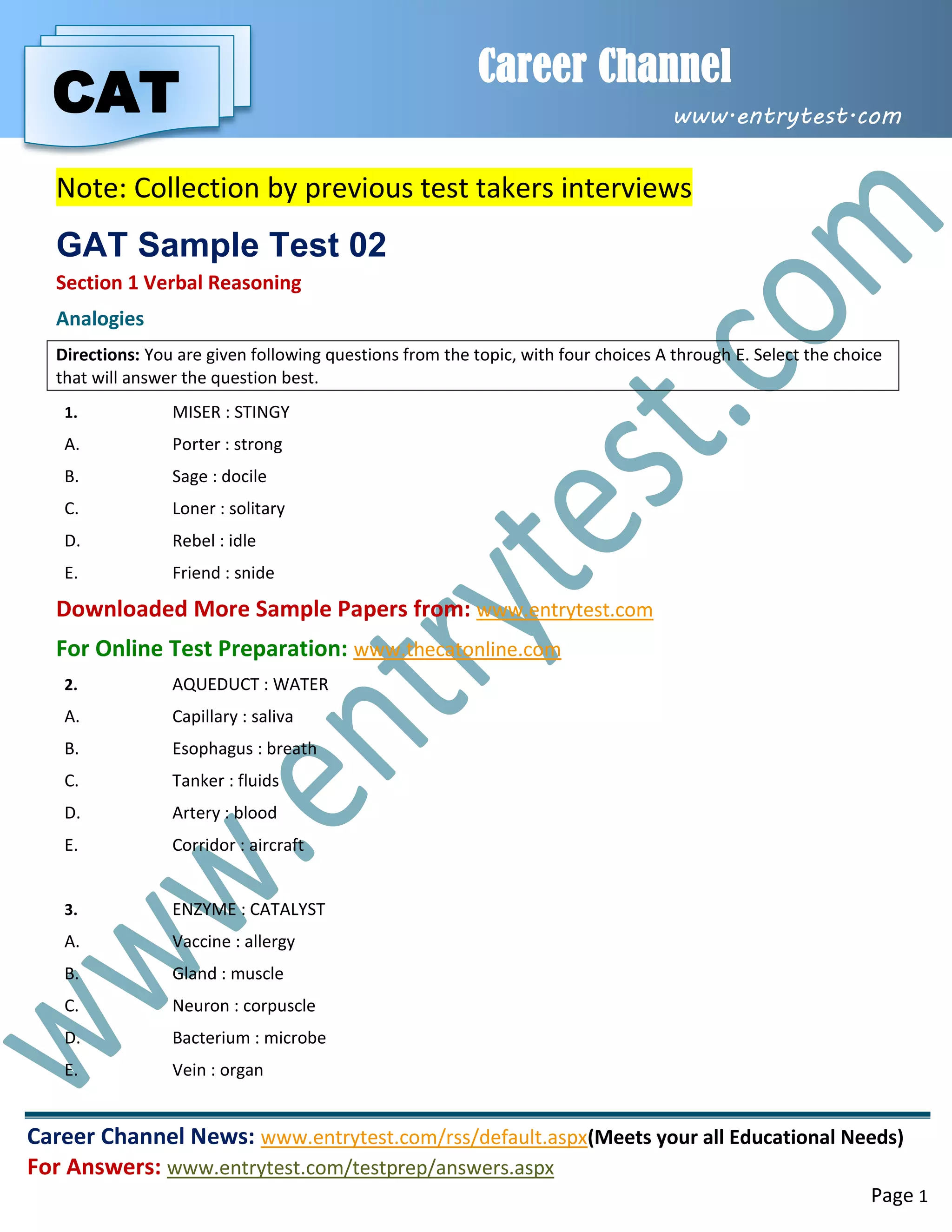 Gat sample-test-02 | PDF