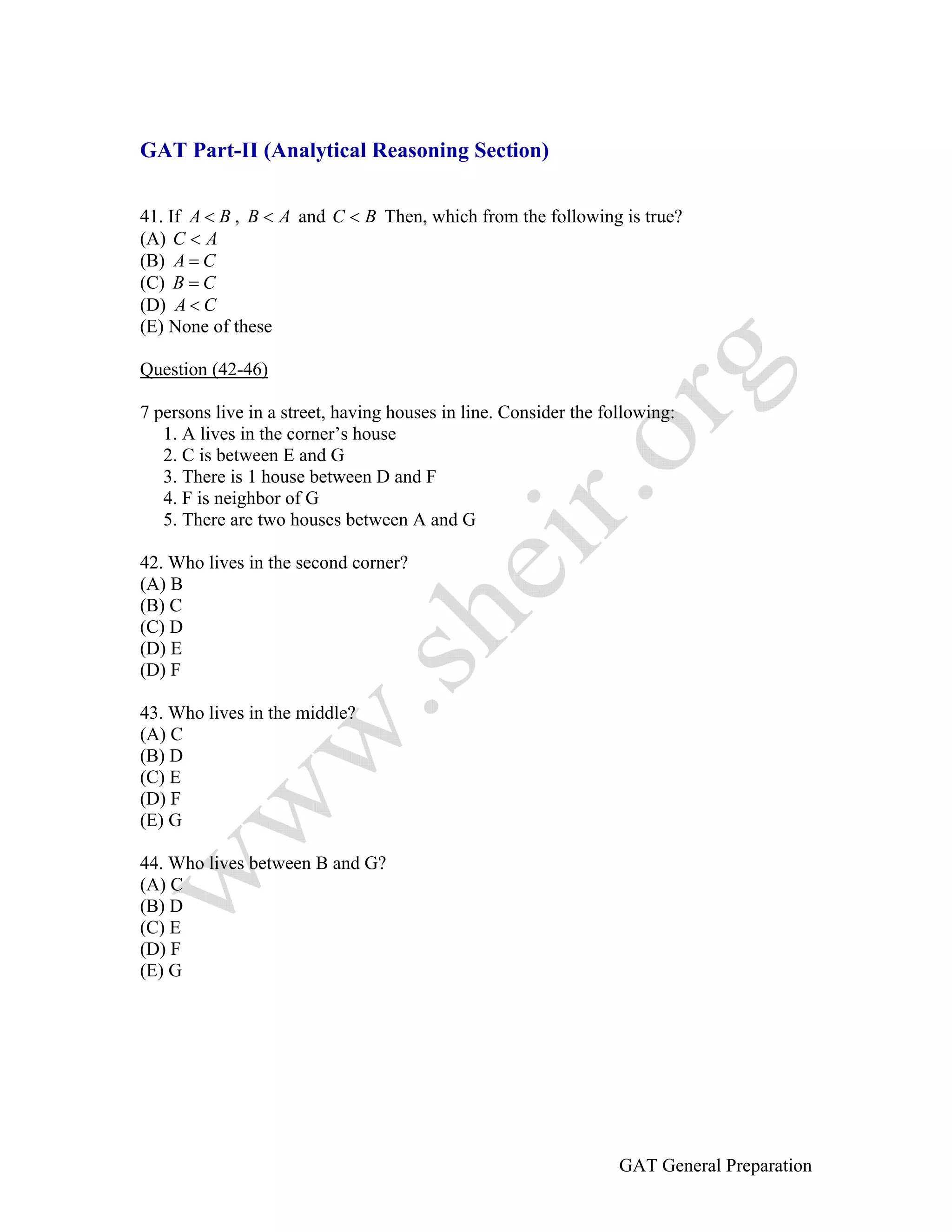 Gat analytical reasoning | PDF