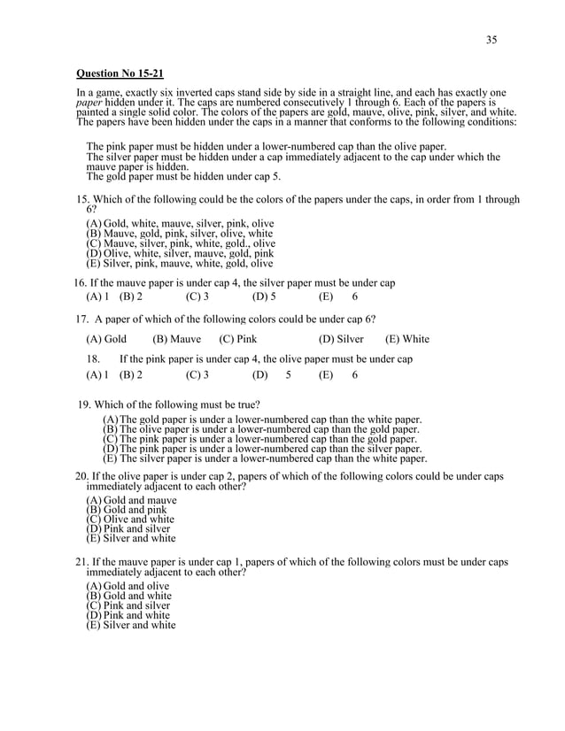 LSAT Analytical Reasoning | PDF