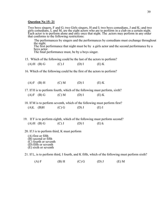LSAT Analytical Reasoning | PDF