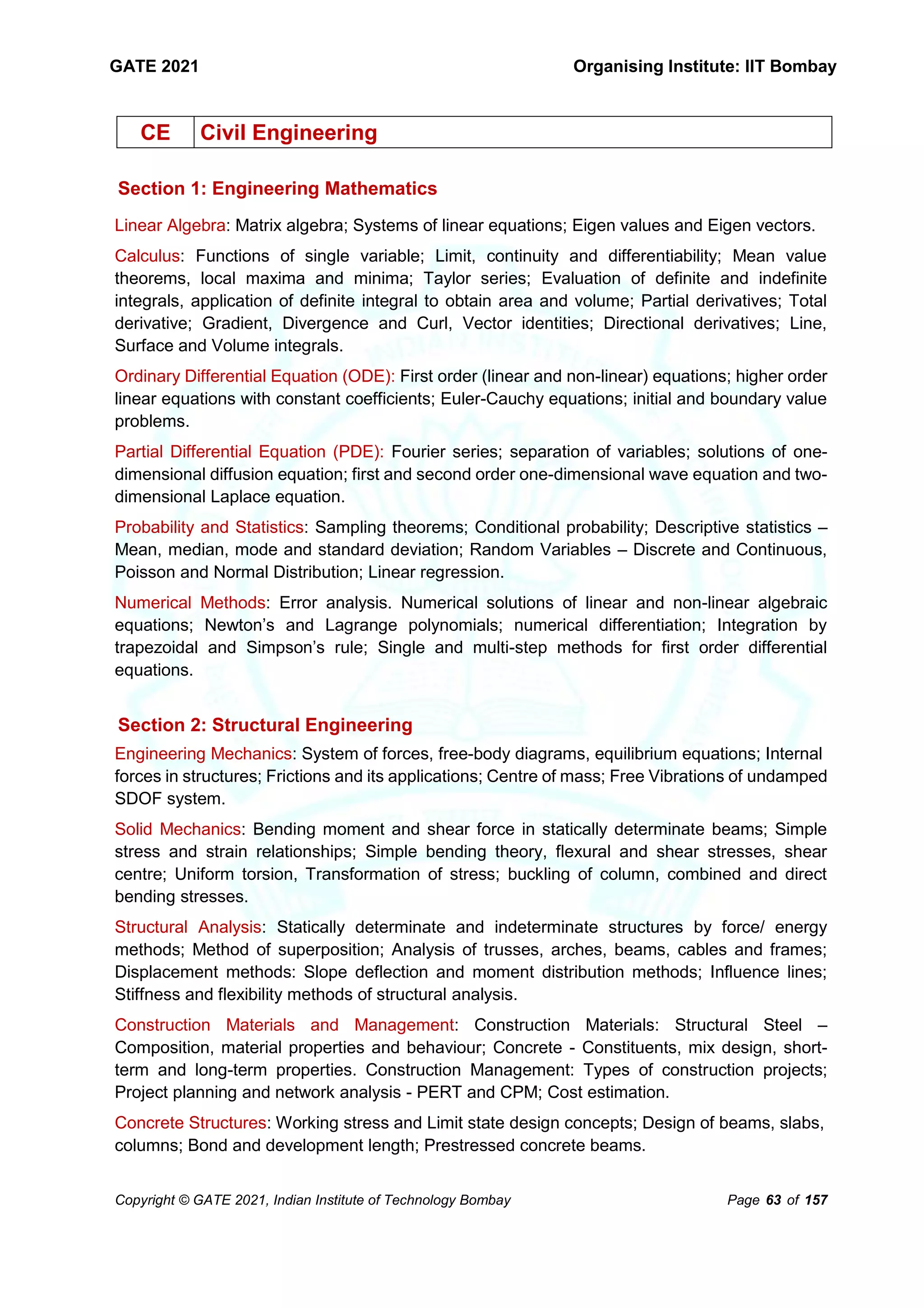 Gate 2021-syllabus-civil-engineering | PDF