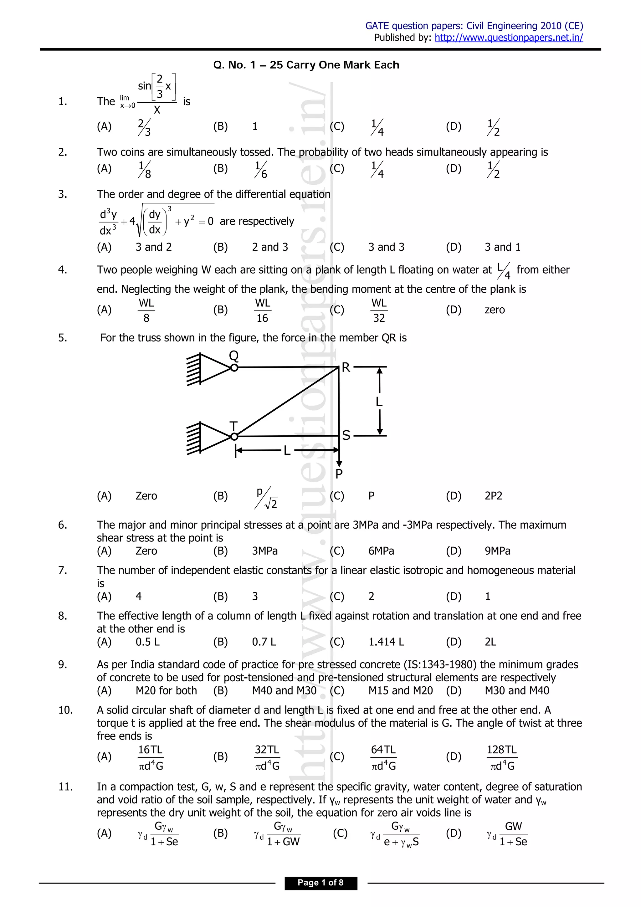 Gate civil-engineering-2010 | PDF