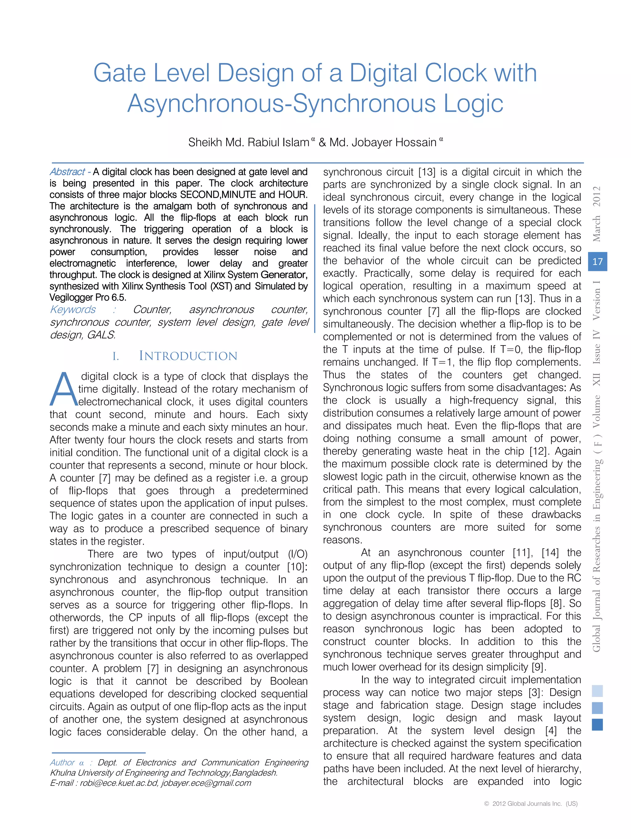 Gate level-design-of-a-digital-clock | PDF