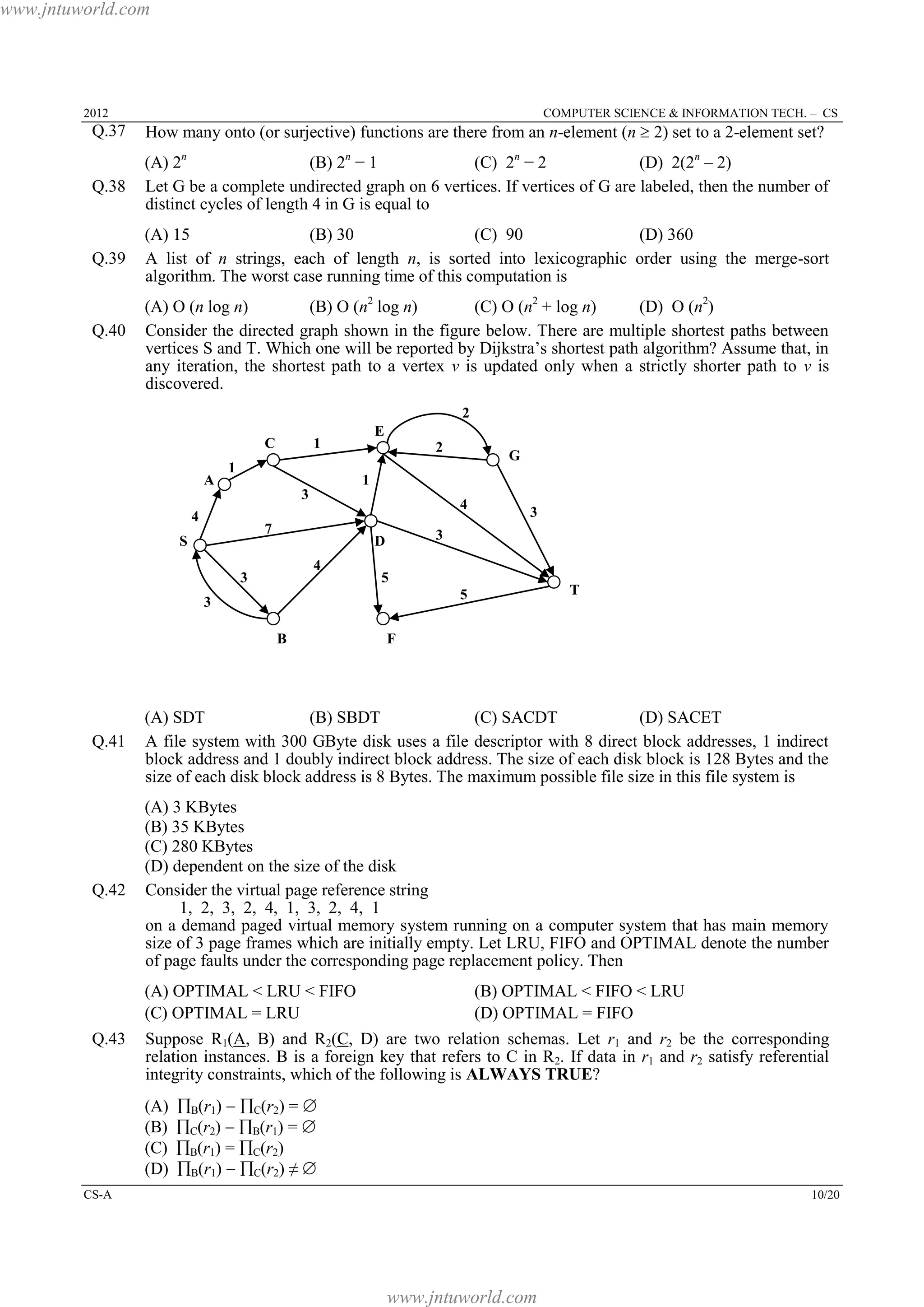 Gate 2012 question paper | PDF
