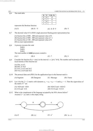 Gate 2012 question paper | PDF