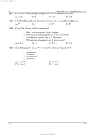 Gate 2012 question paper | PDF