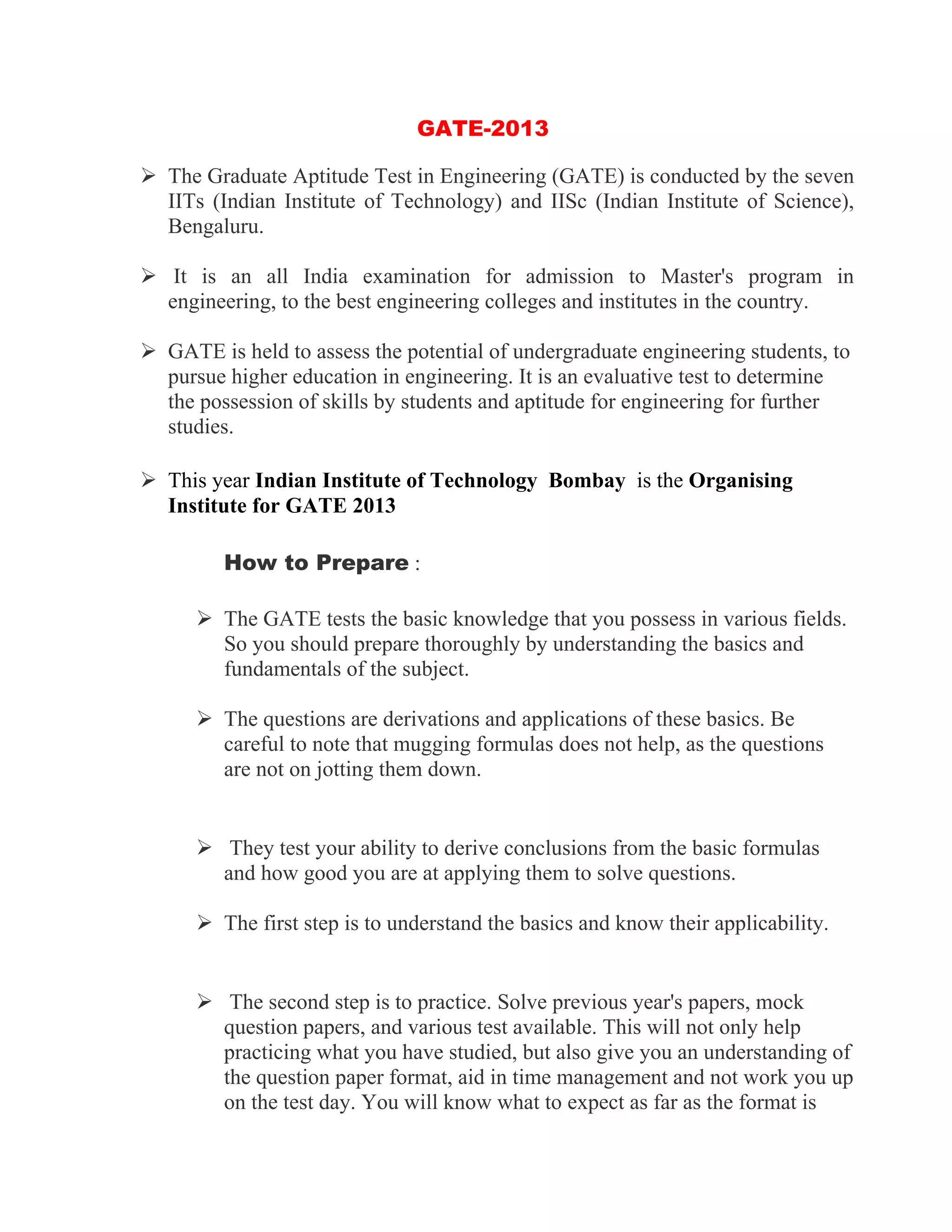 Gate 2013- how to prepare | PDF