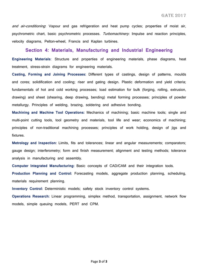 Gate 2017 mechanical engineering syllabus | PDF | Physics | Science