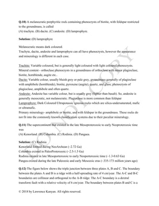 Gate 2018 GG Solution (Geology Option) | PDF