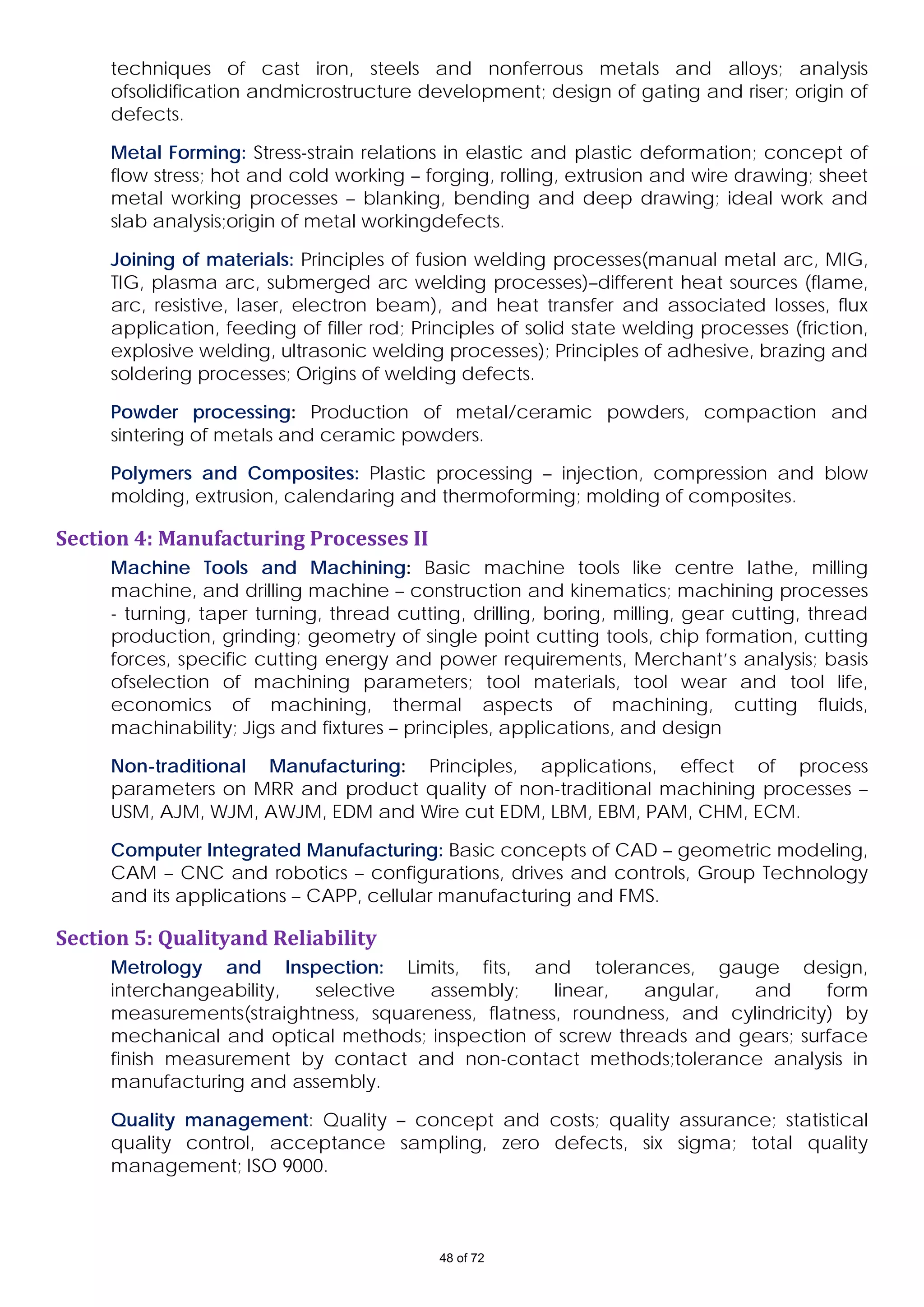 Gate 2019 syllabus for pi(gatepsu.in) | PDF