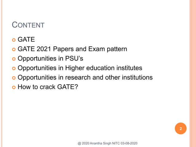 GATE 2021 opportunities & how to approach GATE | PPT