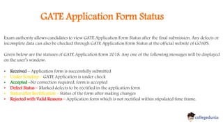 Gate application form 2018 | PPTX | Educational Assessment | Education
