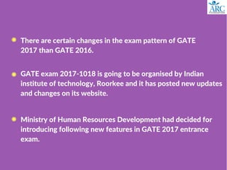 List of new changes in GATE 2017-2018 | PDF