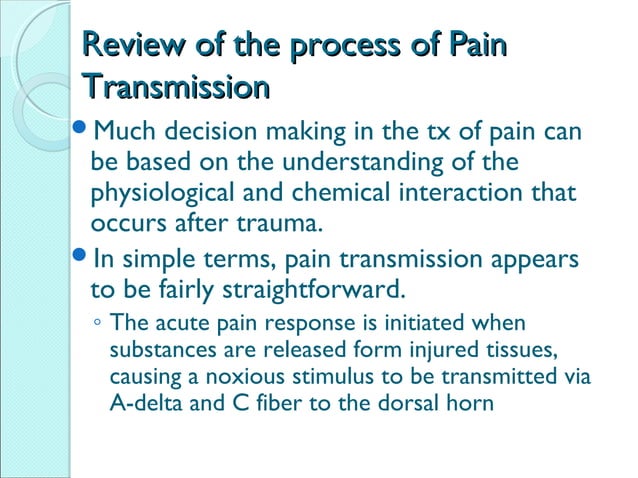 Neurobiology of pain | PPT