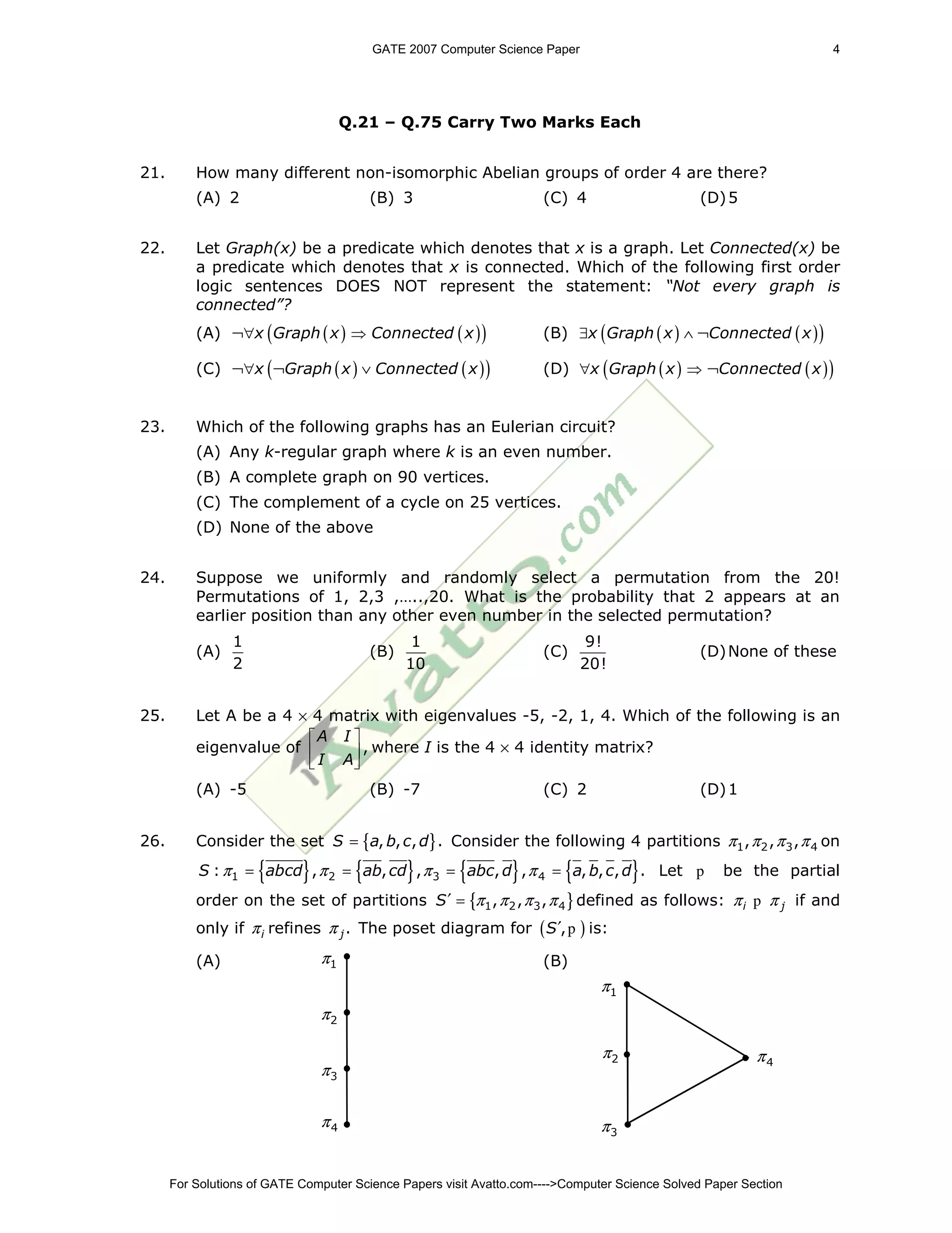 Gate Computer Science Solved Paper 2007 Pdf Programming Languages Computing