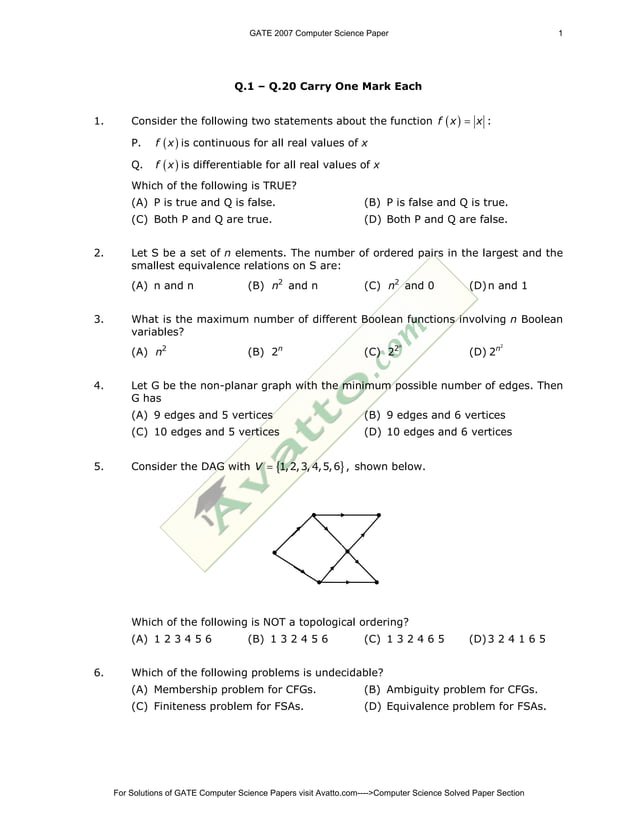 Gate Computer Science Solved Paper 2007 | PDF | Programming Languages | Computing