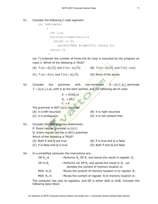 Gate Computer Science Solved Paper 2007 | PDF | Programming Languages | Computing