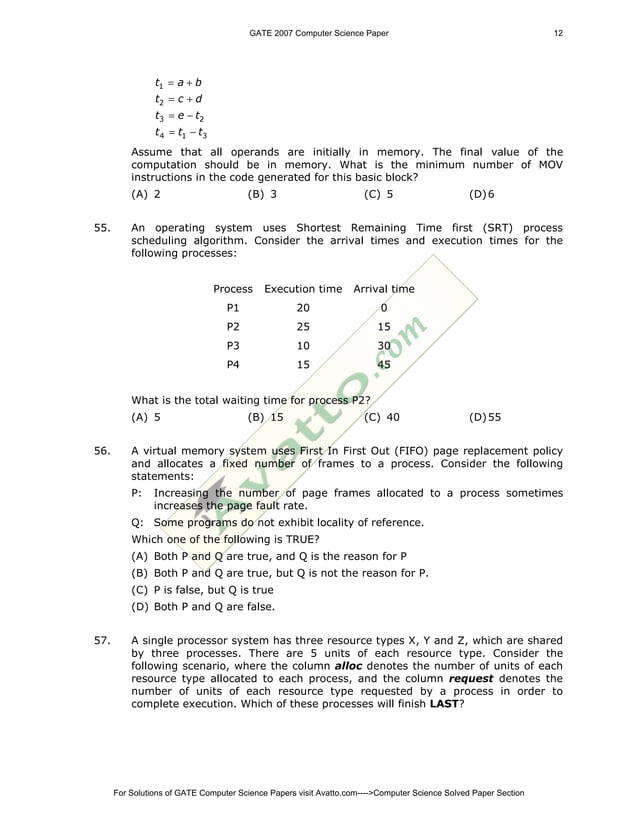 Gate Computer Science Solved Paper 2007 Pdf Programming Languages Computing