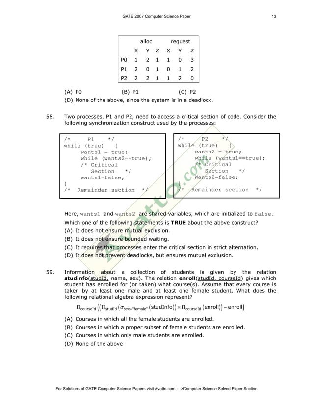 Gate Computer Science Solved Paper 2007 Pdf Programming Languages Computing