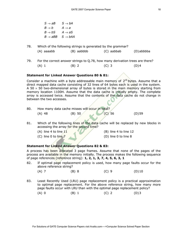 Gate Computer Science Solved Paper 2007 Pdf Programming Languages Computing