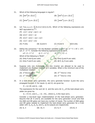 Gate Computer Science Solved Paper 2007 | PDF | Programming Languages ...