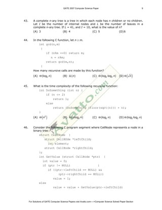 Gate Computer Science Solved Paper 2007 | PDF | Programming Languages ...