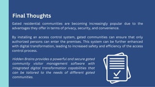 Gated Communities Access Control Solution | PDF