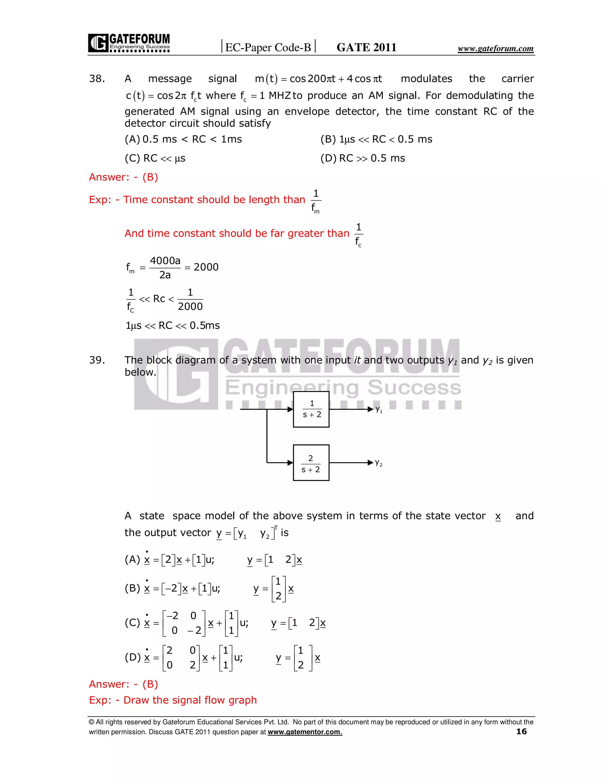 Gate ece question paper with answers 2011 | PDF