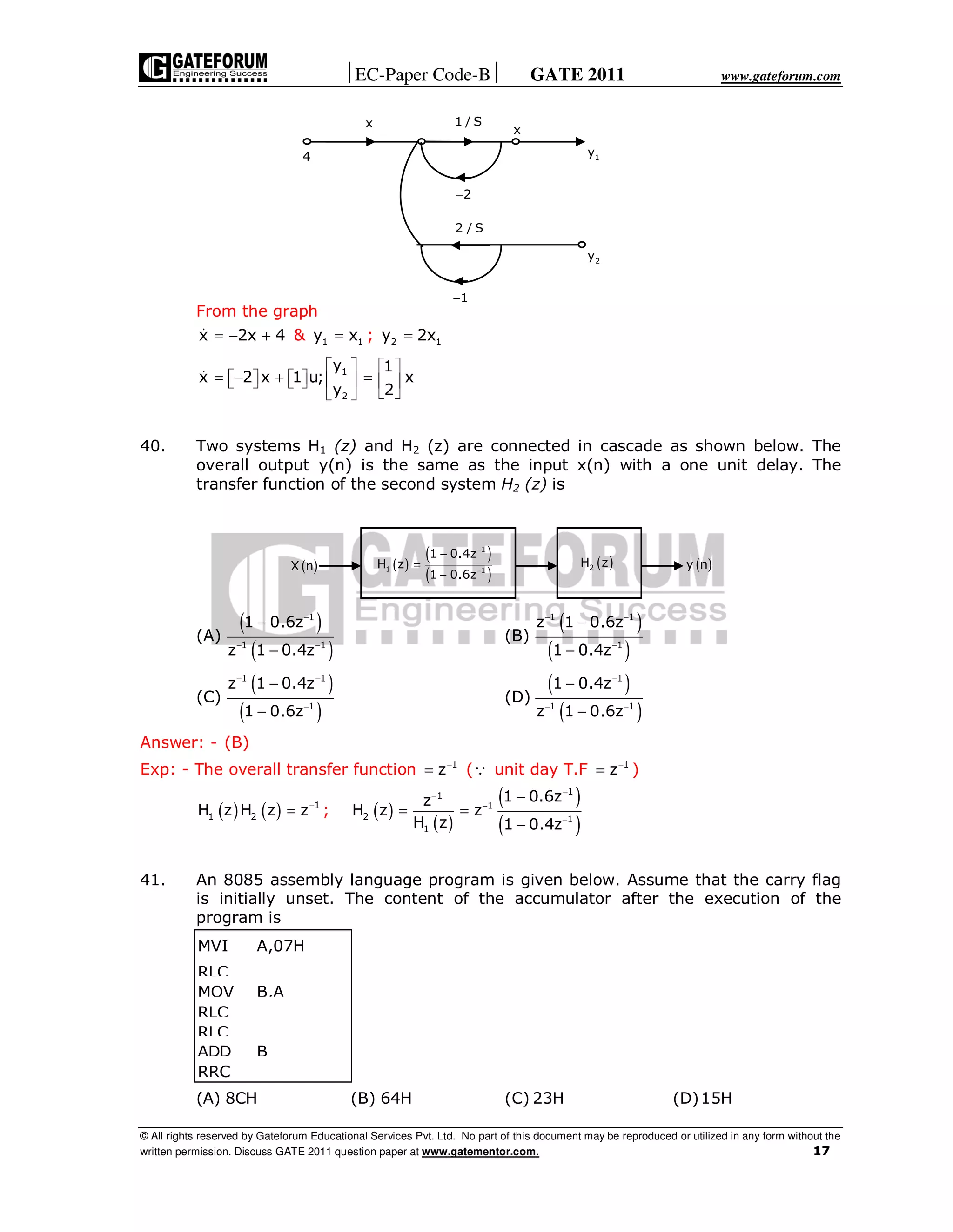 Gate ece question paper with answers 2011 | PDF