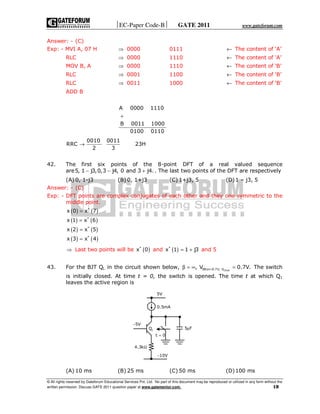 Gate ece question paper with answers 2011 | PDF