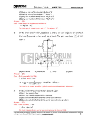 Gate ece question paper with answers 2011 | PDF