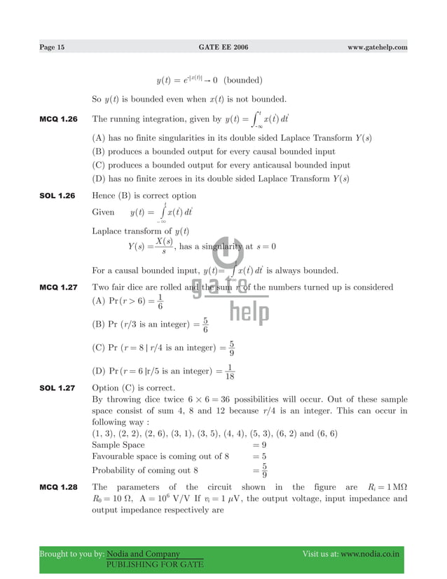Gate ee 2006 with solutions | PDF