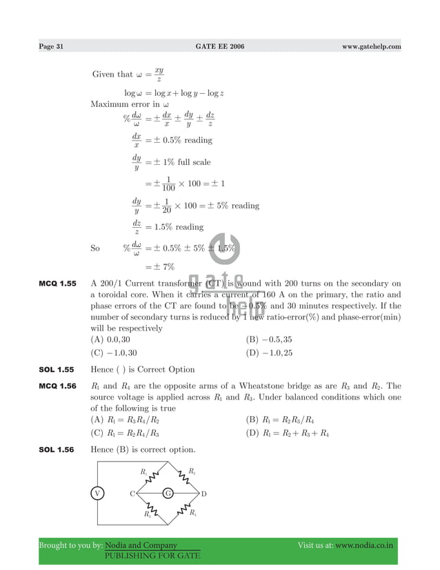 Gate ee 2006 with solutions | PDF