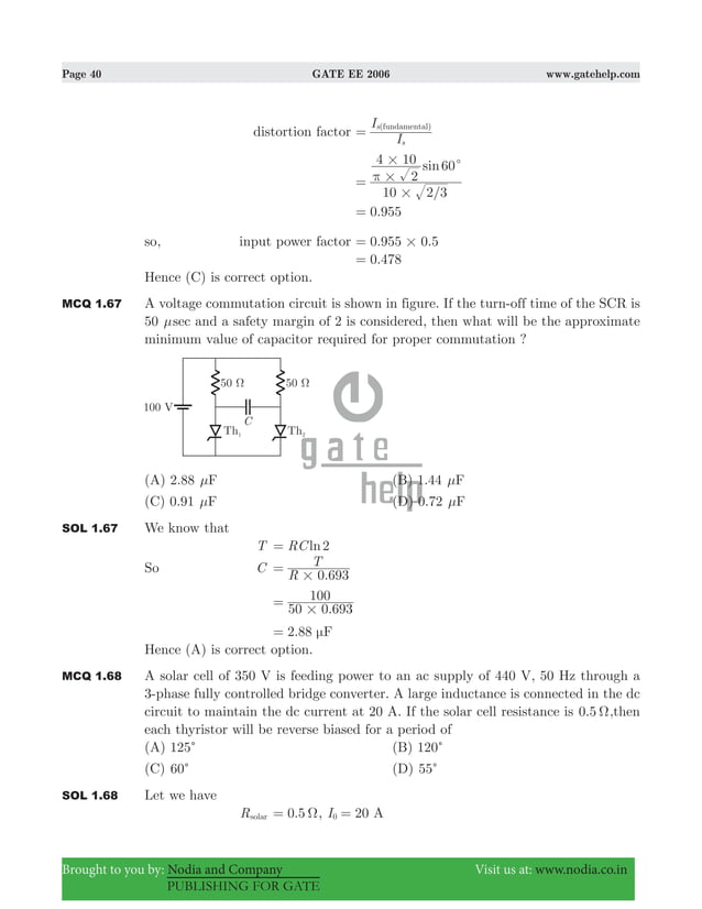 Gate ee 2006 with solutions | PDF
