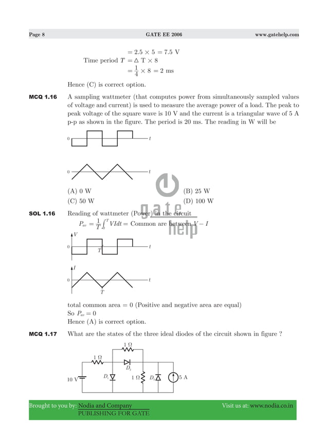 Gate ee 2006 with solutions | PDF