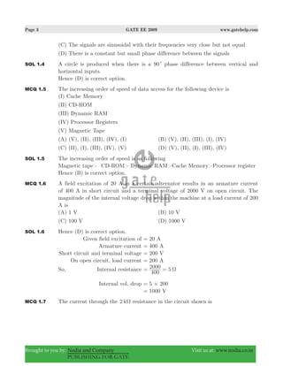 Gate ee 2009 with solutions | PDF
