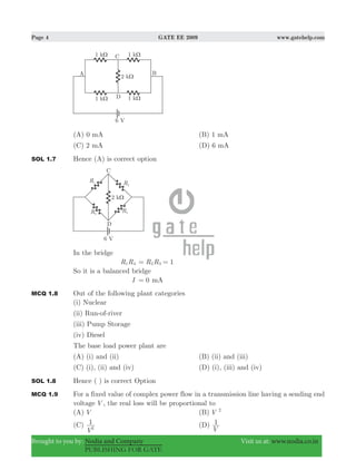 Gate ee 2009 with solutions | PDF