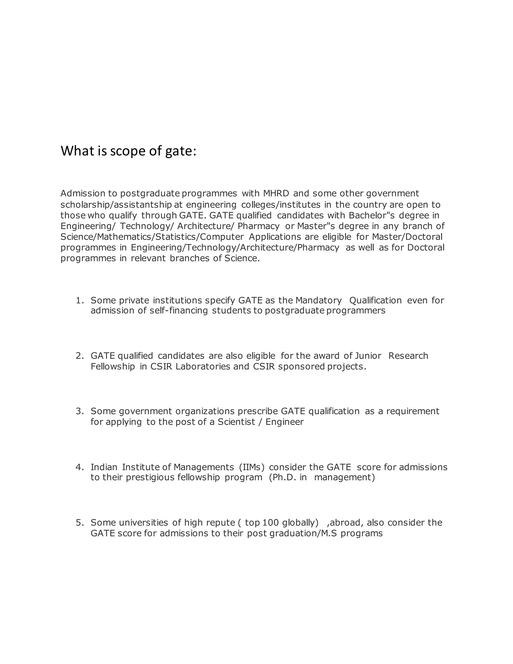 Gate exam information complete guide study material how to crack | DOCX ...