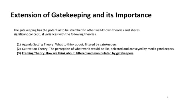 Gatekeeping framing theory summary | PPT