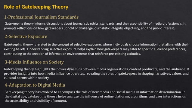 Gate-Keeping Theory in the Course Media Theories | PPTX | Media ...