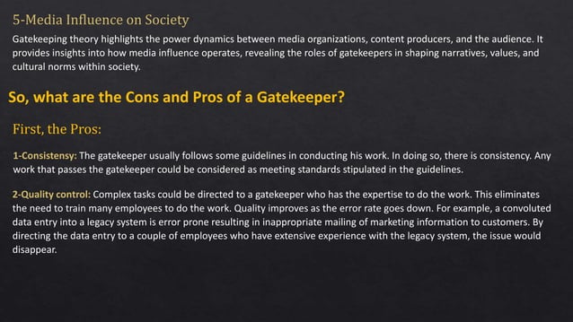 Gate-Keeping Theory in the Course Media Theories | PPTX | Media ...