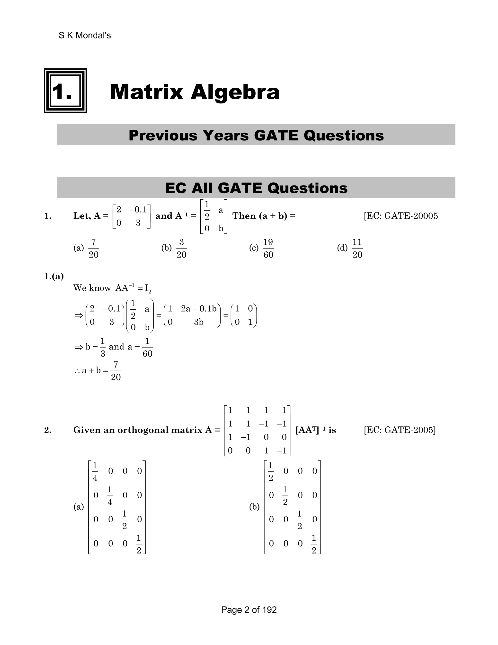 Gate mathematics chapter wise all gate questions of all branch | PDF
