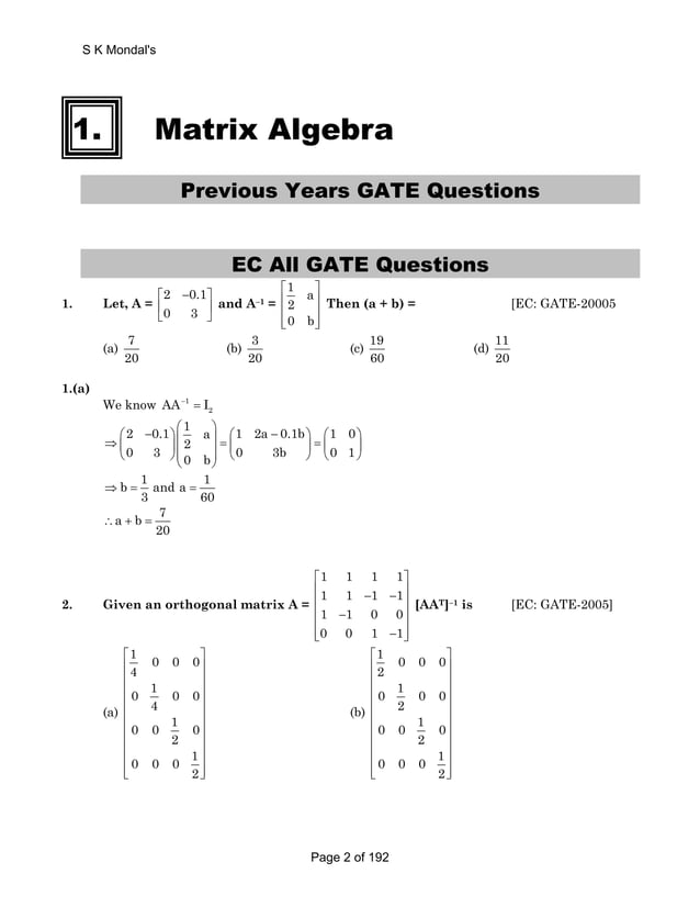Gate mathematics chapter wise all gate questions of all branch | PDF