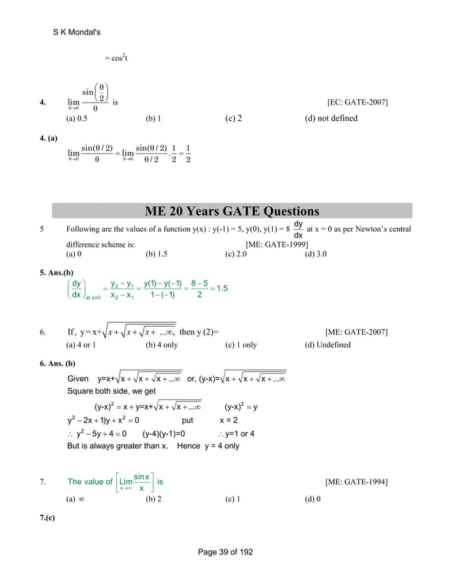 Gate mathematics chapter wise all gate questions of all branch | PDF